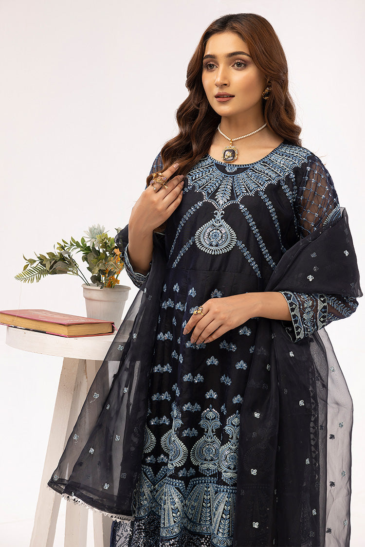 3-PC Stitched Embroidered Organza Suit – Ellena