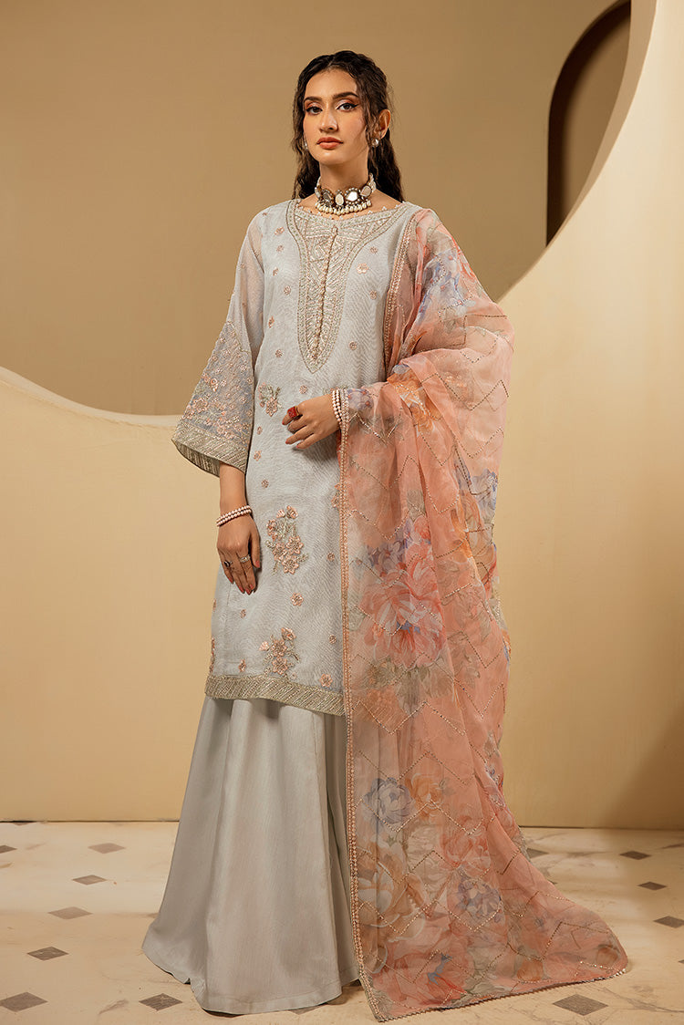 3-PC Stitched Embroidered Khaadi Net Suit – Ellena